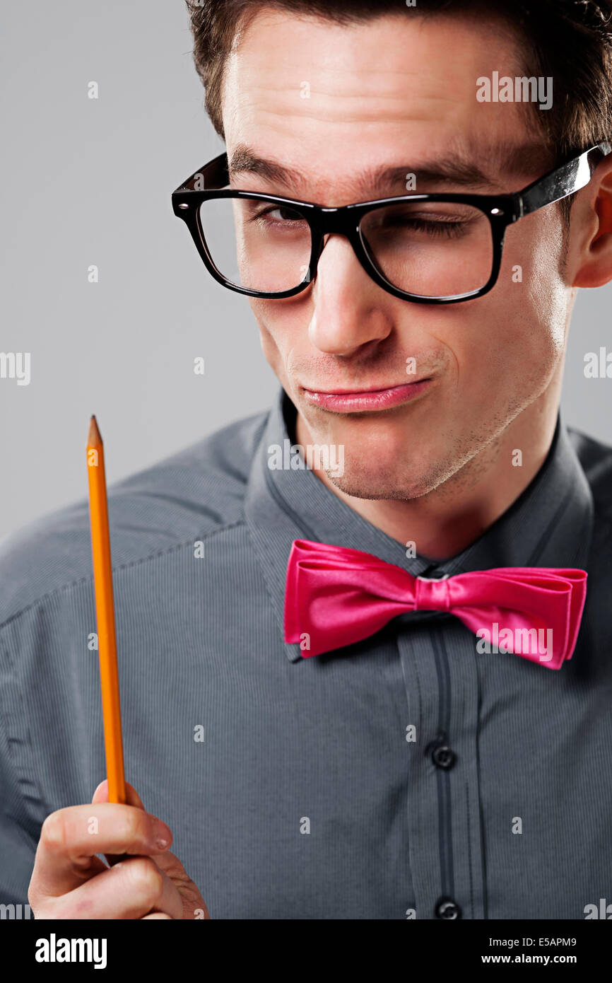 Nerd man student Debica, Poland Stock Photo - Alamy