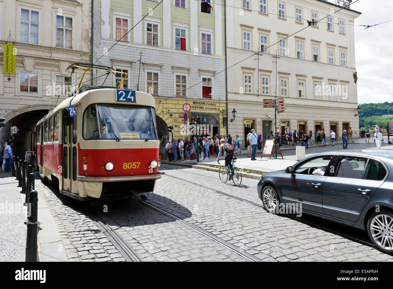 A traditional electric tram in Prague, Czech Republic Stock Photo - Alamy