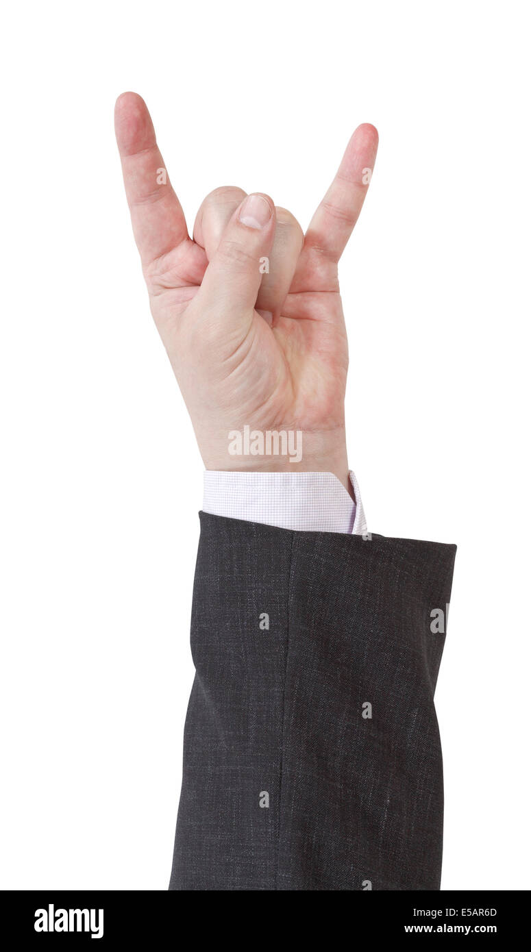 horns fingers sign - hand gesture isolated on white background Stock ...