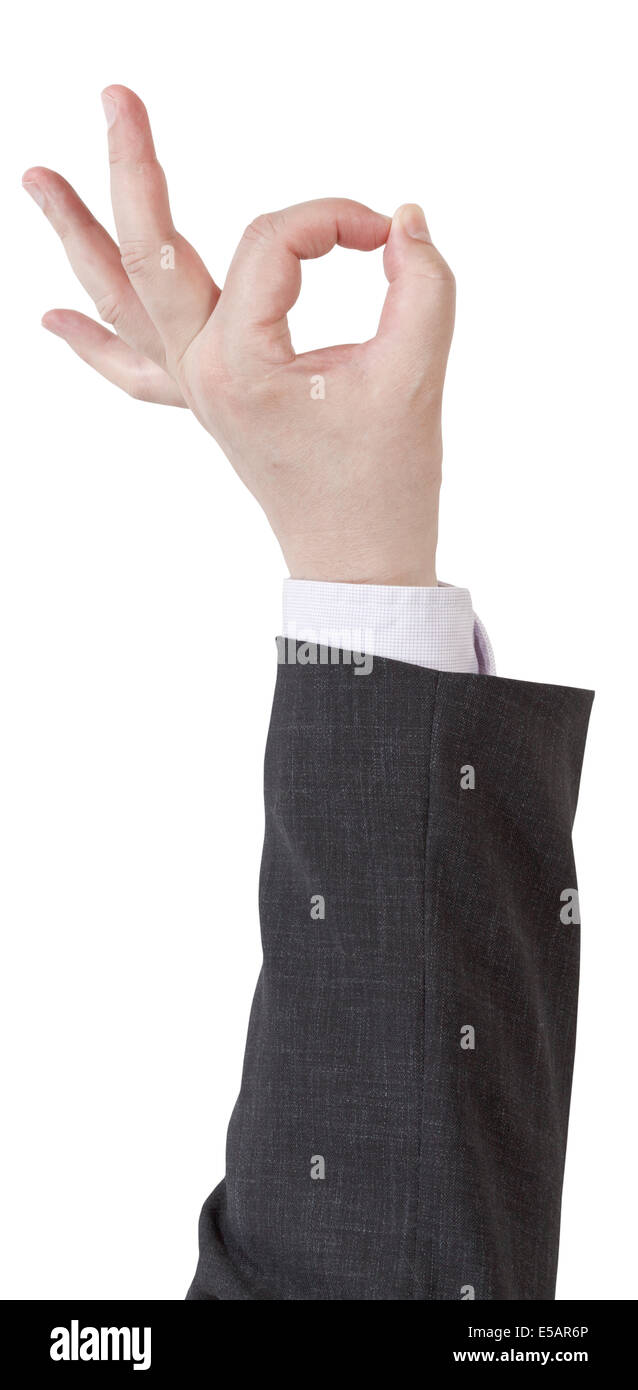 okay signal - hand gesture isolated on white background Stock Photo - Alamy