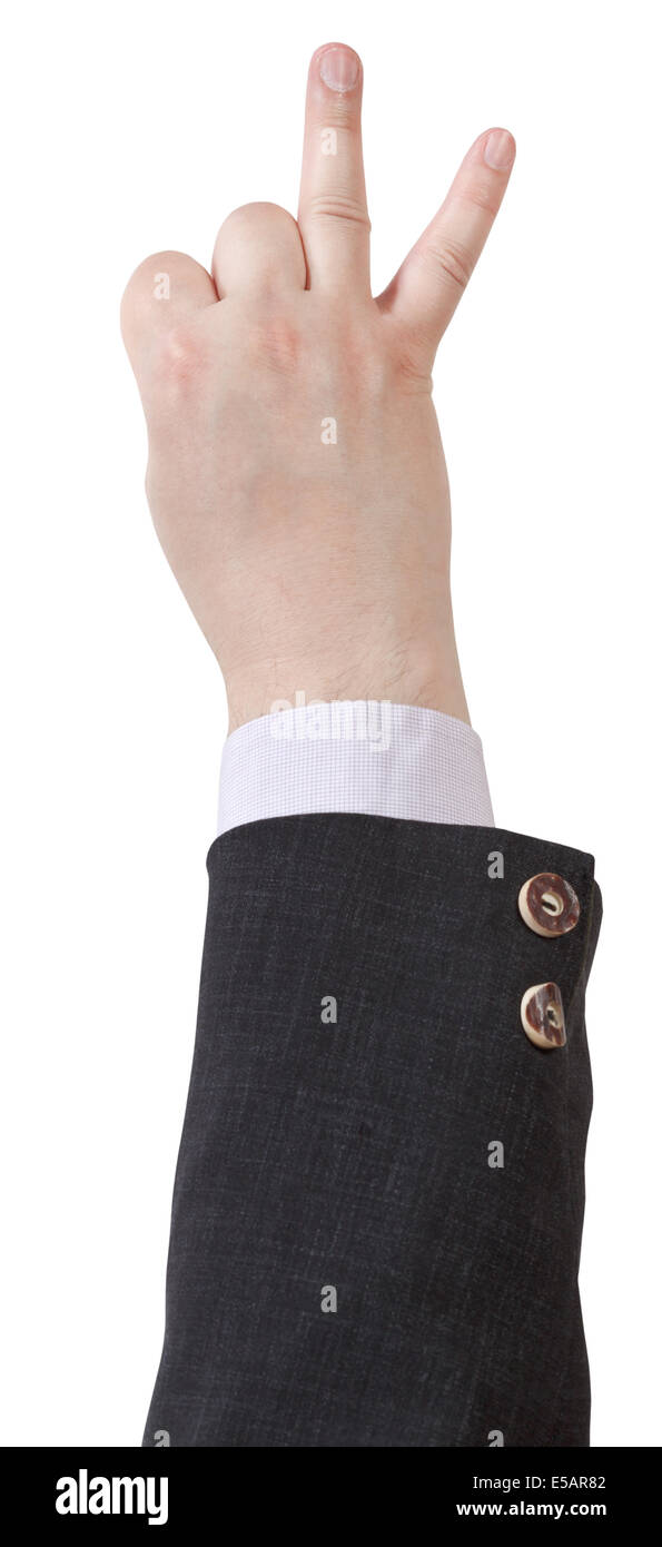 scoring by two fingers - hand gesture isolated on white background ...