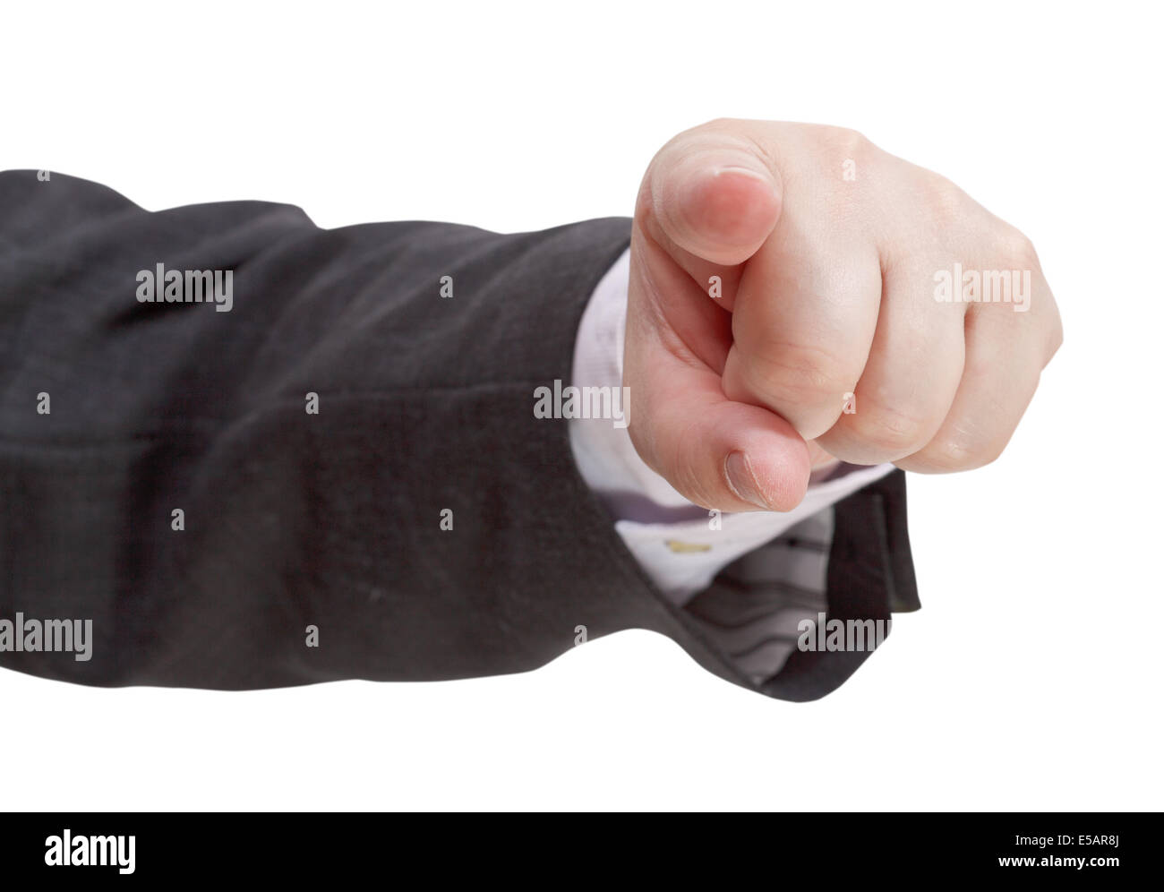 front view of pointing forefinger - hand gesture isolated on white ...