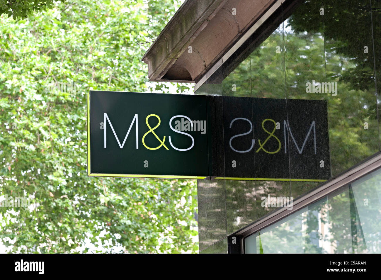 marks and Spencer Nottingham shop sign Stock Photo - Alamy