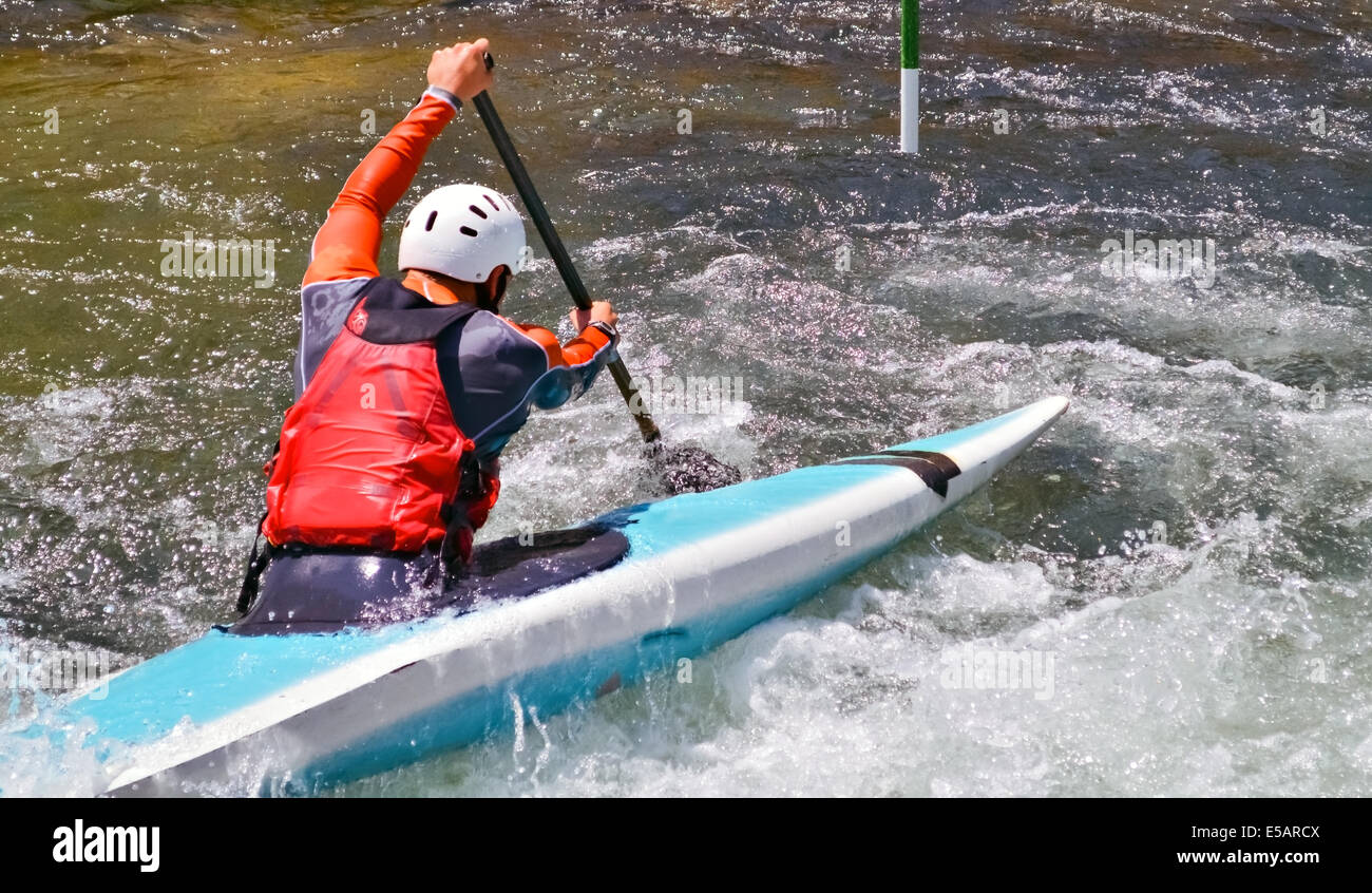 Kayak race on a river flow Stock Photo - Alamy