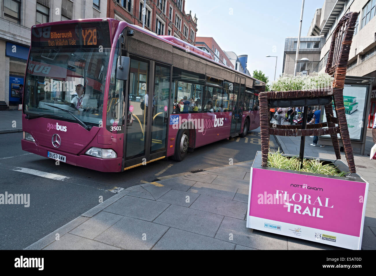 Buses Nottingham public transport victoria centre next to floral trail ...