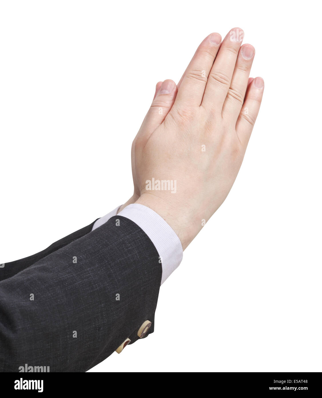 businessman prays - hand gesture isolated on white background Stock ...