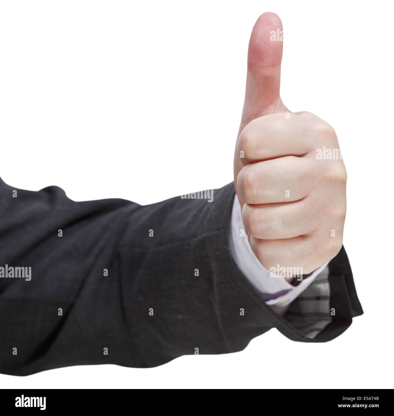 front view of thumbs up sign - hand gesture isolated on white ...