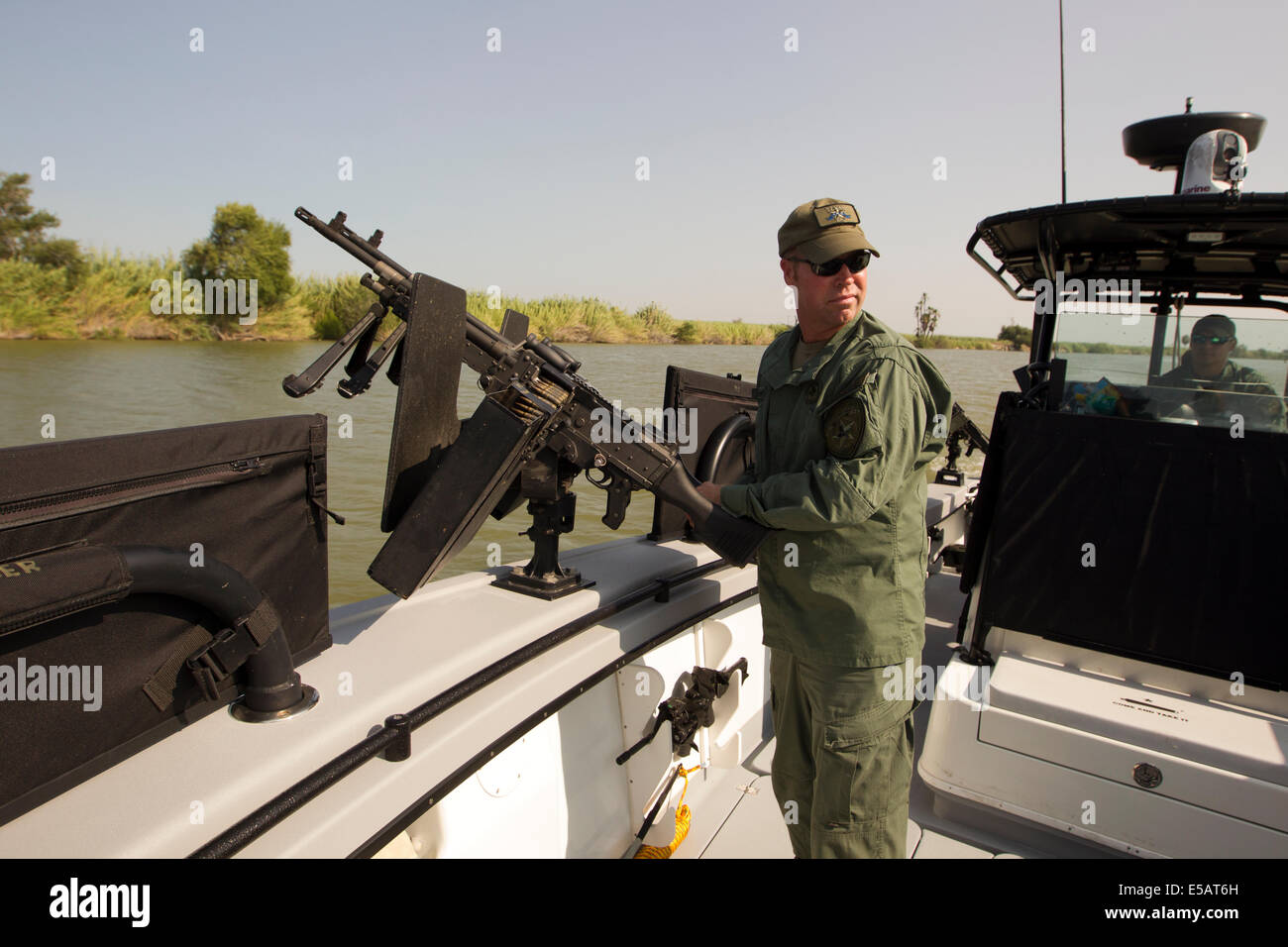 Texas Department of Public Safety patrol boat on the Rio Grande on ...