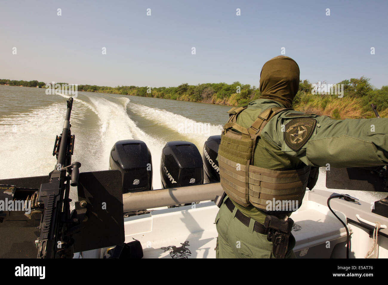Texas Department of Public Safety patrol boat on the Rio Grande on ...