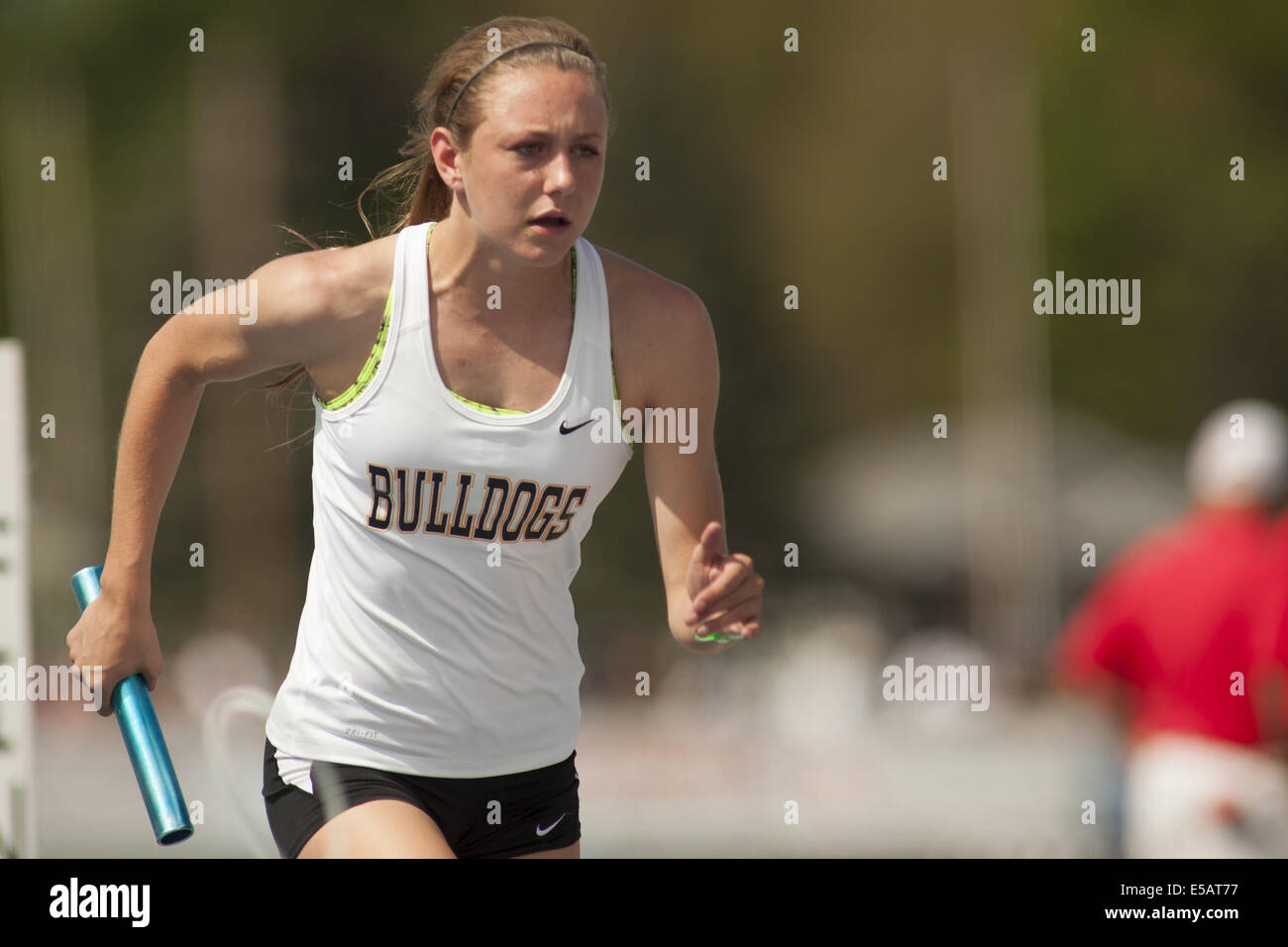Des Moines, Iowa, USA. 24th May, 2014. Bettendorf's Abby Sears breaks ...