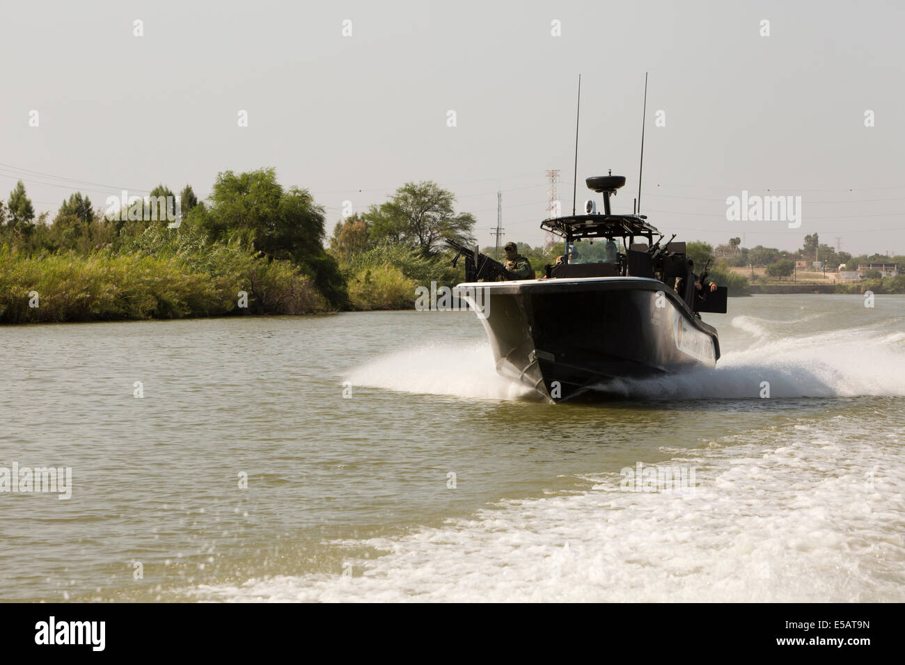 Texas Department of Public Safety patrol boat on the Rio Grande on ...
