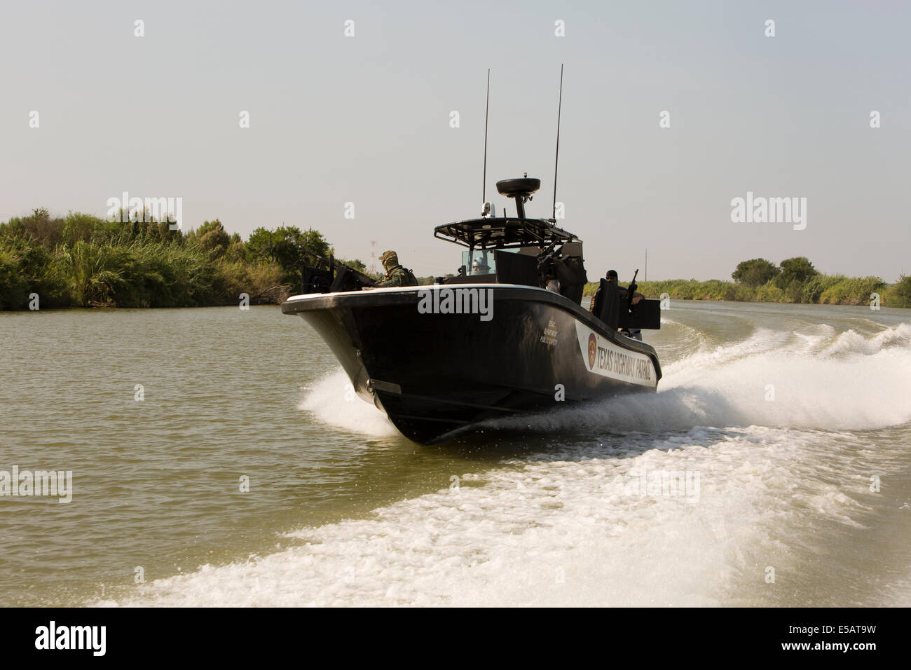 Texas Department of Public Safety patrol boat on the Rio Grande on ...
