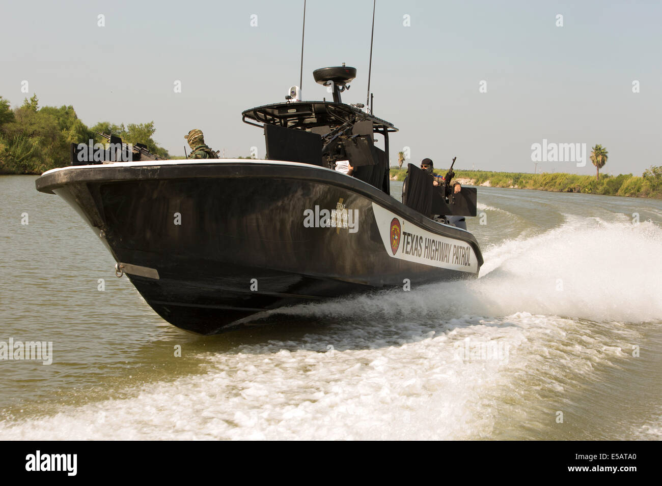 Texas Department of Public Safety patrol boat on the Rio Grande on ...