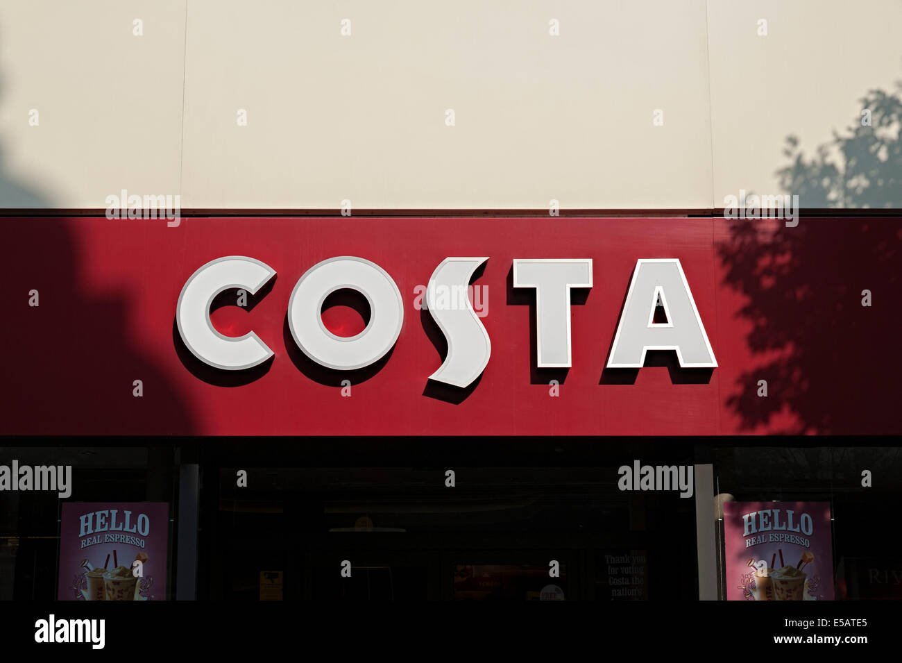 costa coffee Nottingham sign in evening sunlight Stock Photo - Alamy