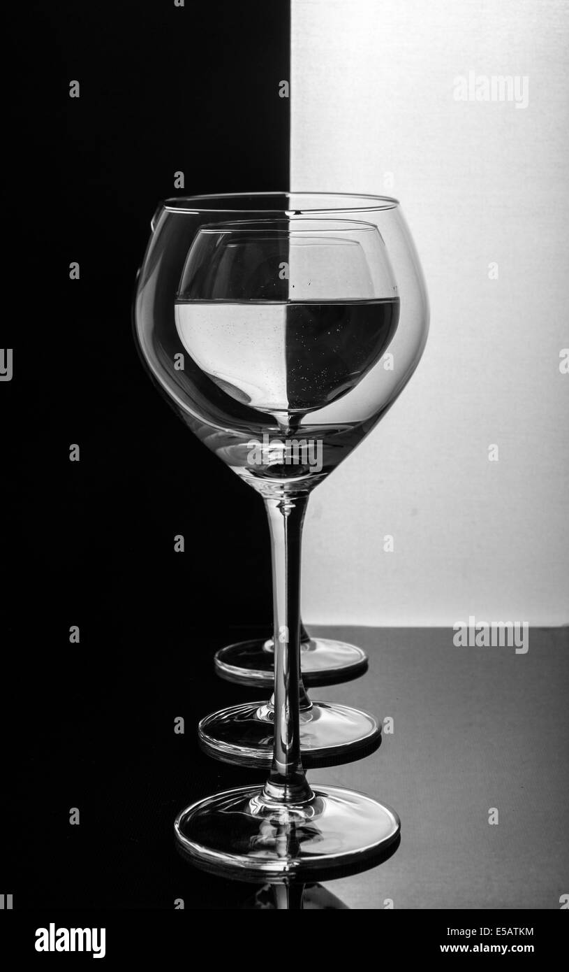 Table glass of wine Black and White Stock Photos & Images - Alamy