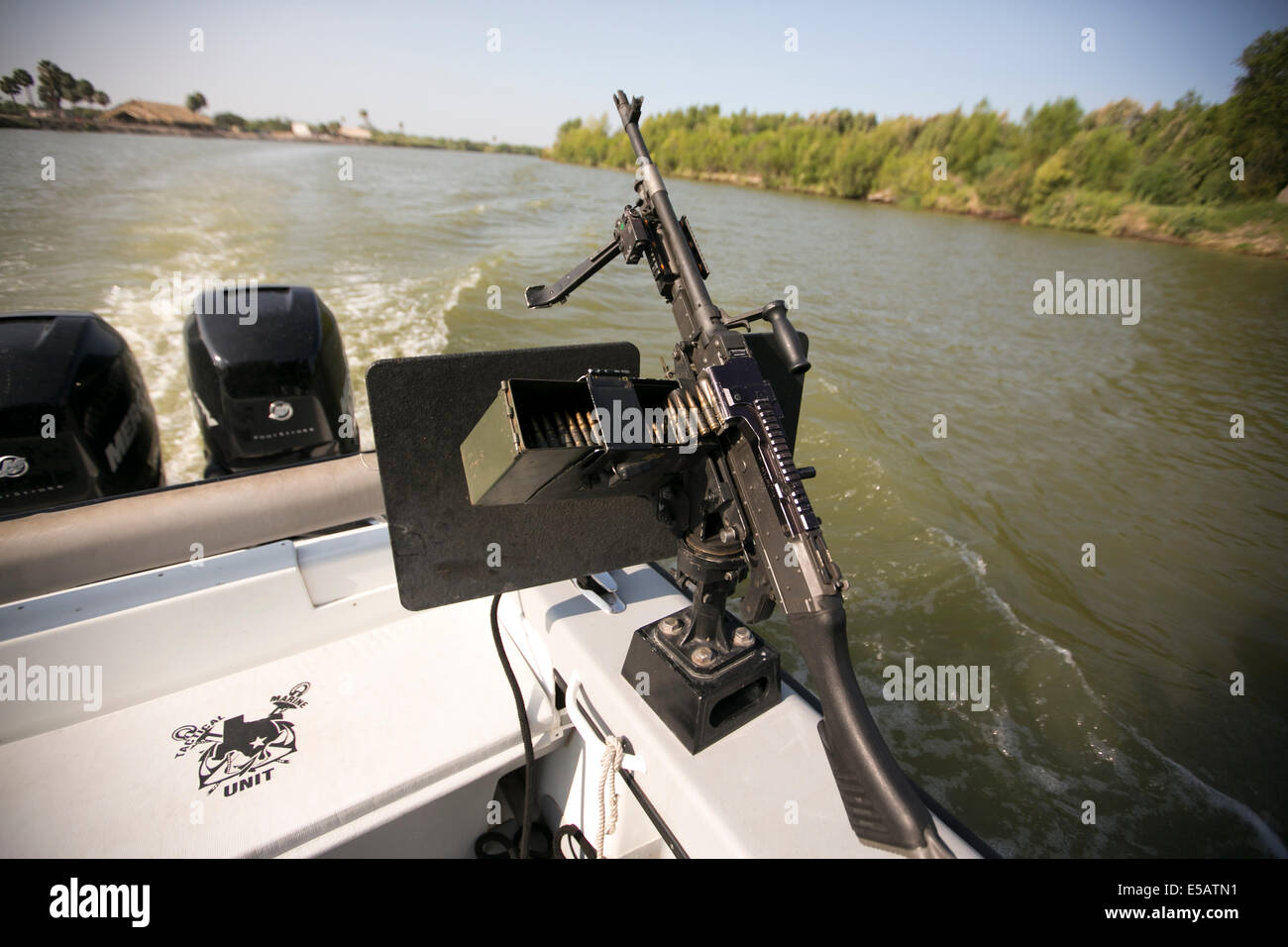 Texas Department of Public Safety patrol boat on the Rio Grande on ...
