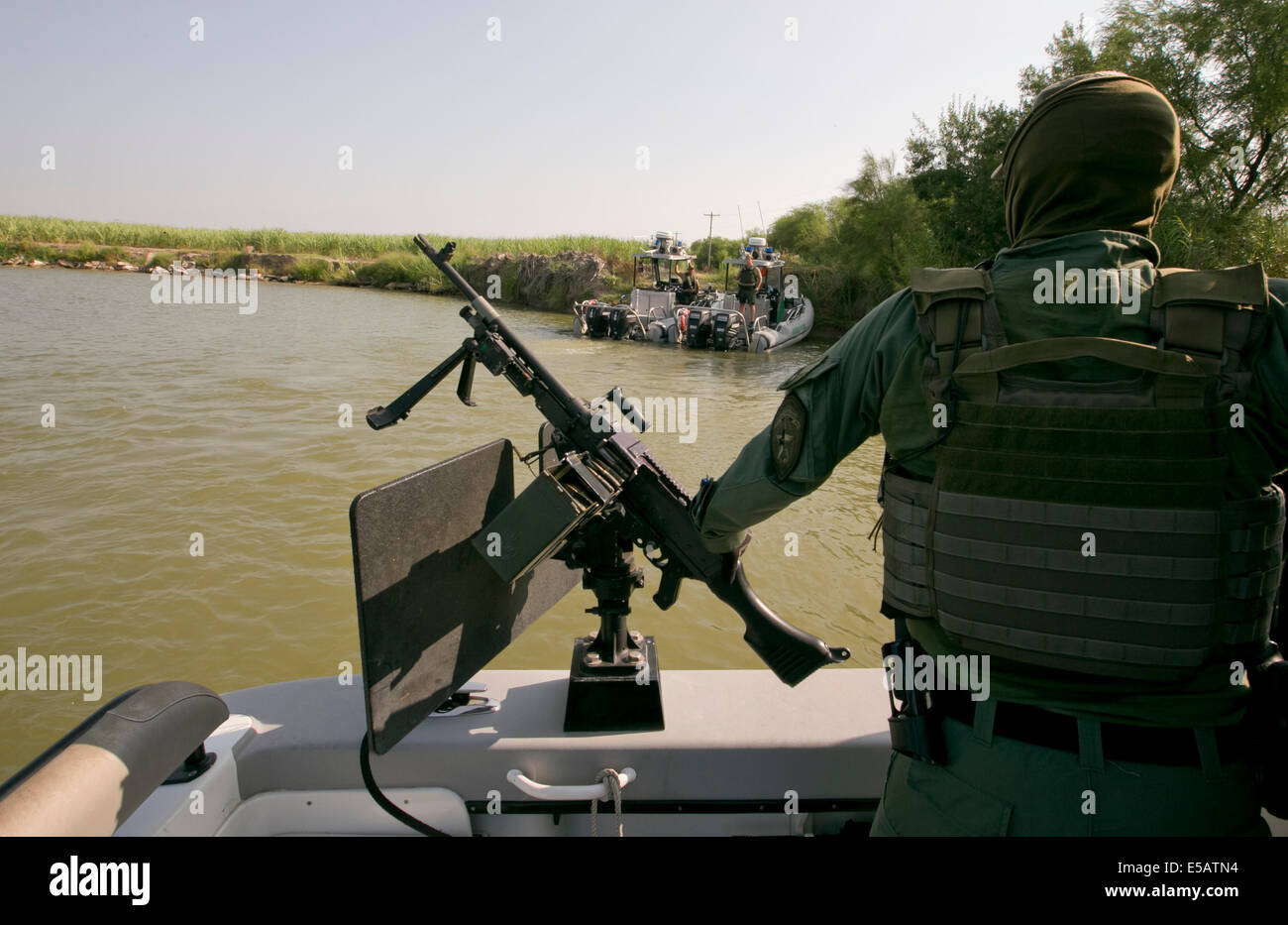 Texas Department of Public Safety patrol boat on the Rio Grande on ...