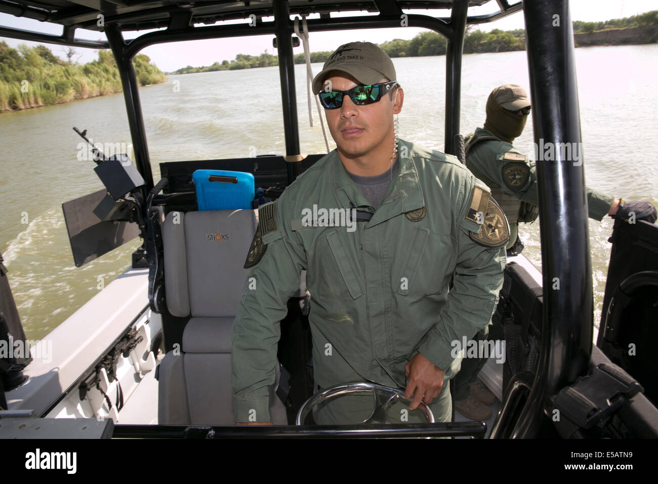 Texas Department of Public Safety patrol boat on the Rio Grande on ...