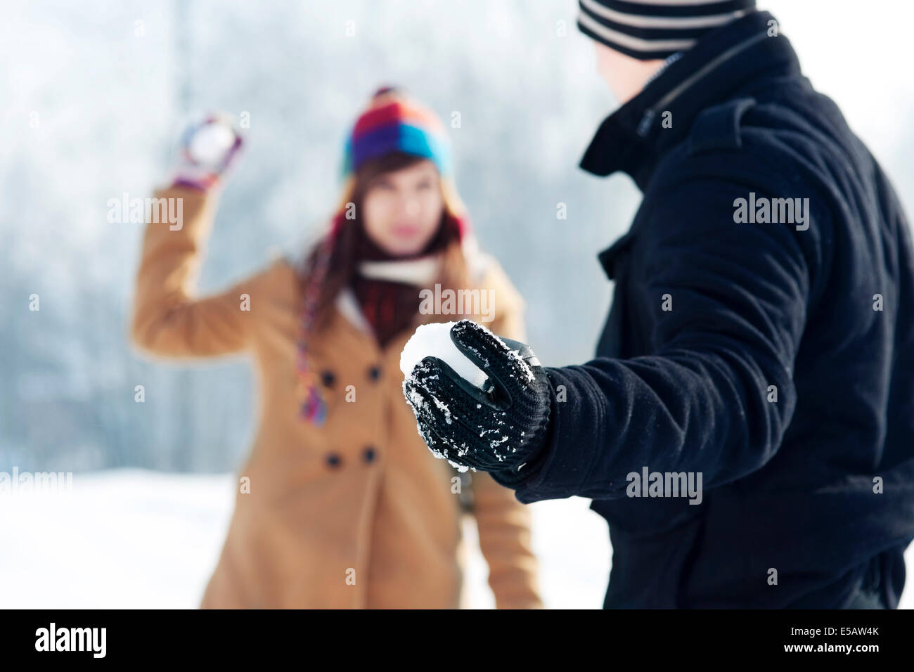 Snowball fight! Debica, Poland Stock Photo - Alamy