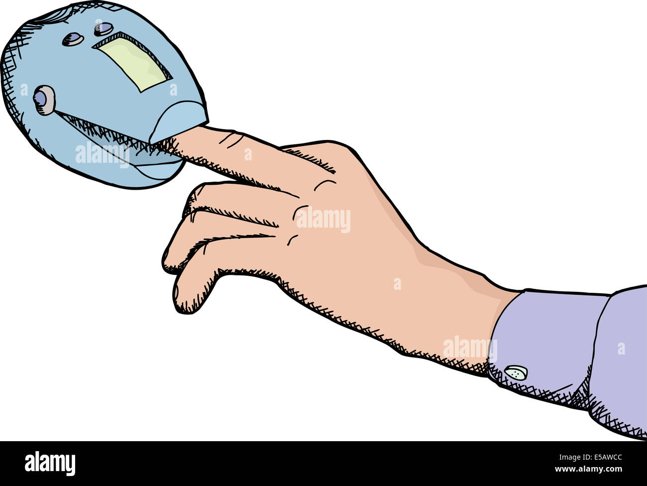 Cartoon of finger inside heart rate monitor device Stock Photo - Alamy