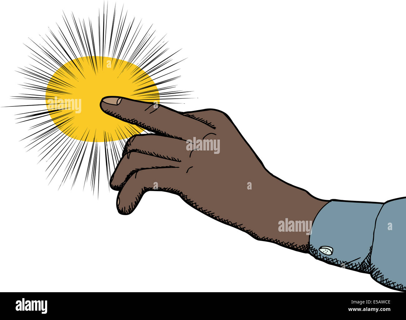 Cartoon finger with golden touch on isolated background Stock Photo - Alamy