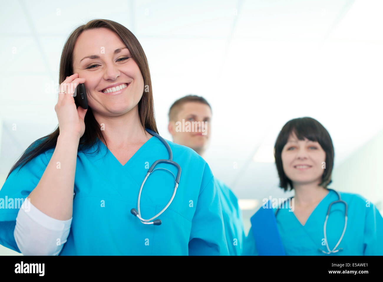 Female surgeon talking on mobile phone Debica, Poland Stock Photo - Alamy