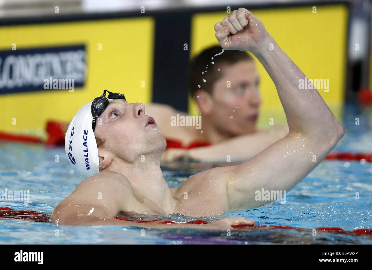 Glasgow. 25th July, 2014. Daniel Wallace of Scotland celebrates after ...