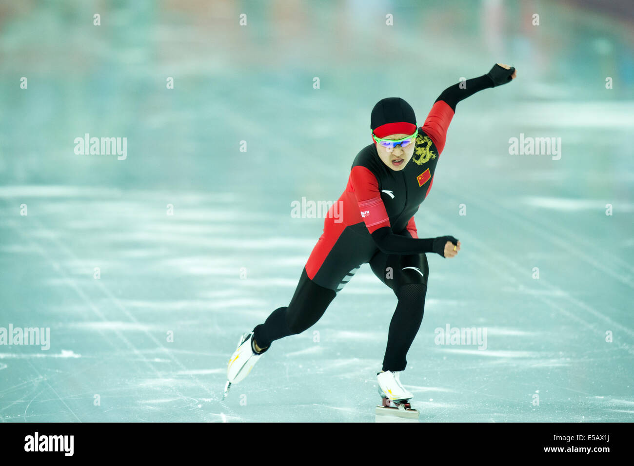 Dan Li (CHN) competing in Women's 1000m Speed Skating at the Olympic ...