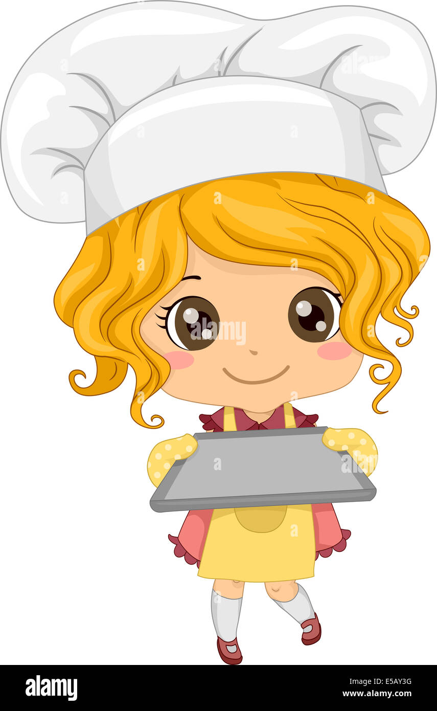 Illustration of a Little Girl Wearing a Toque Holding an Empty Baking ...