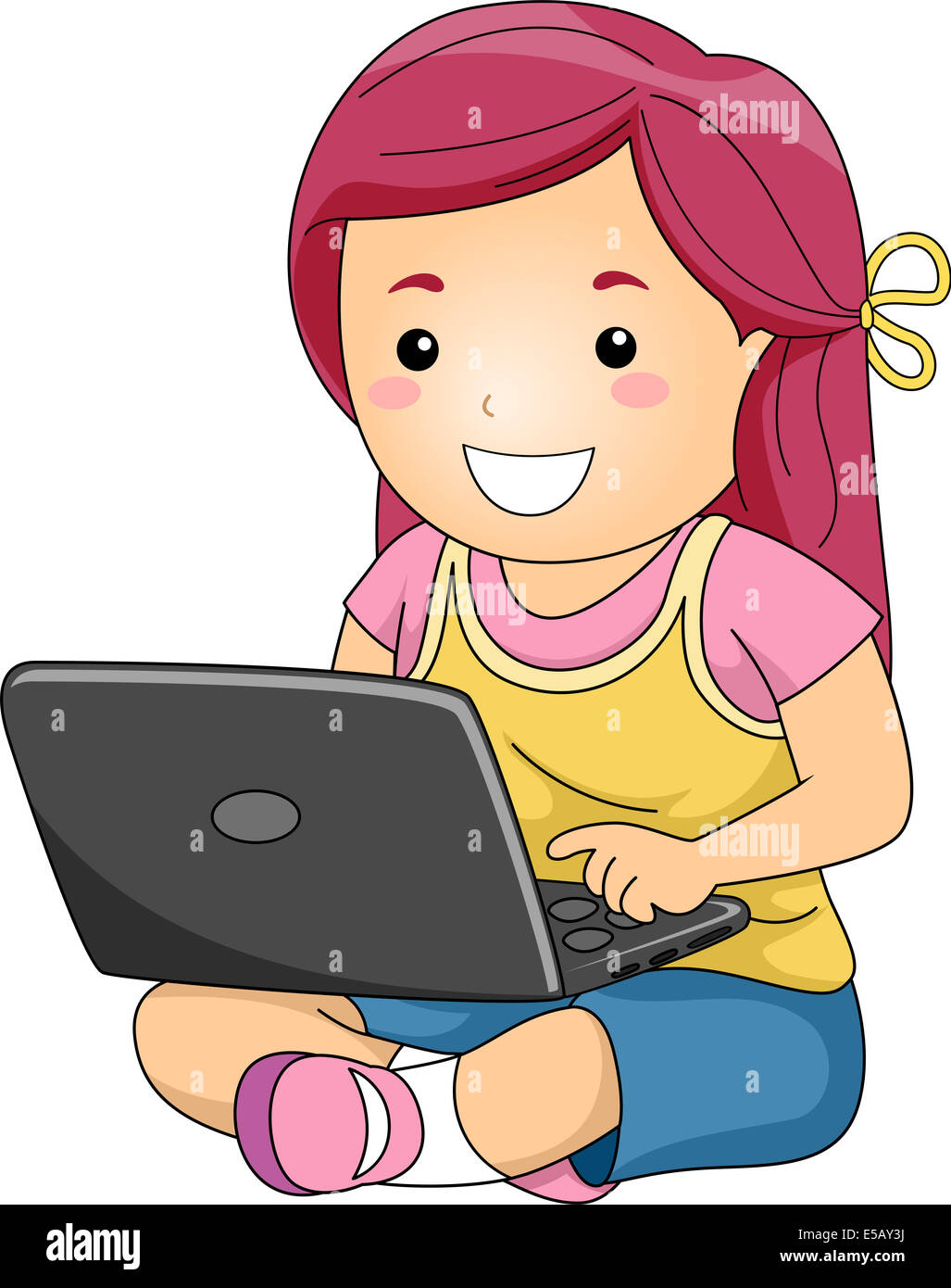 Girl Typing Clipart