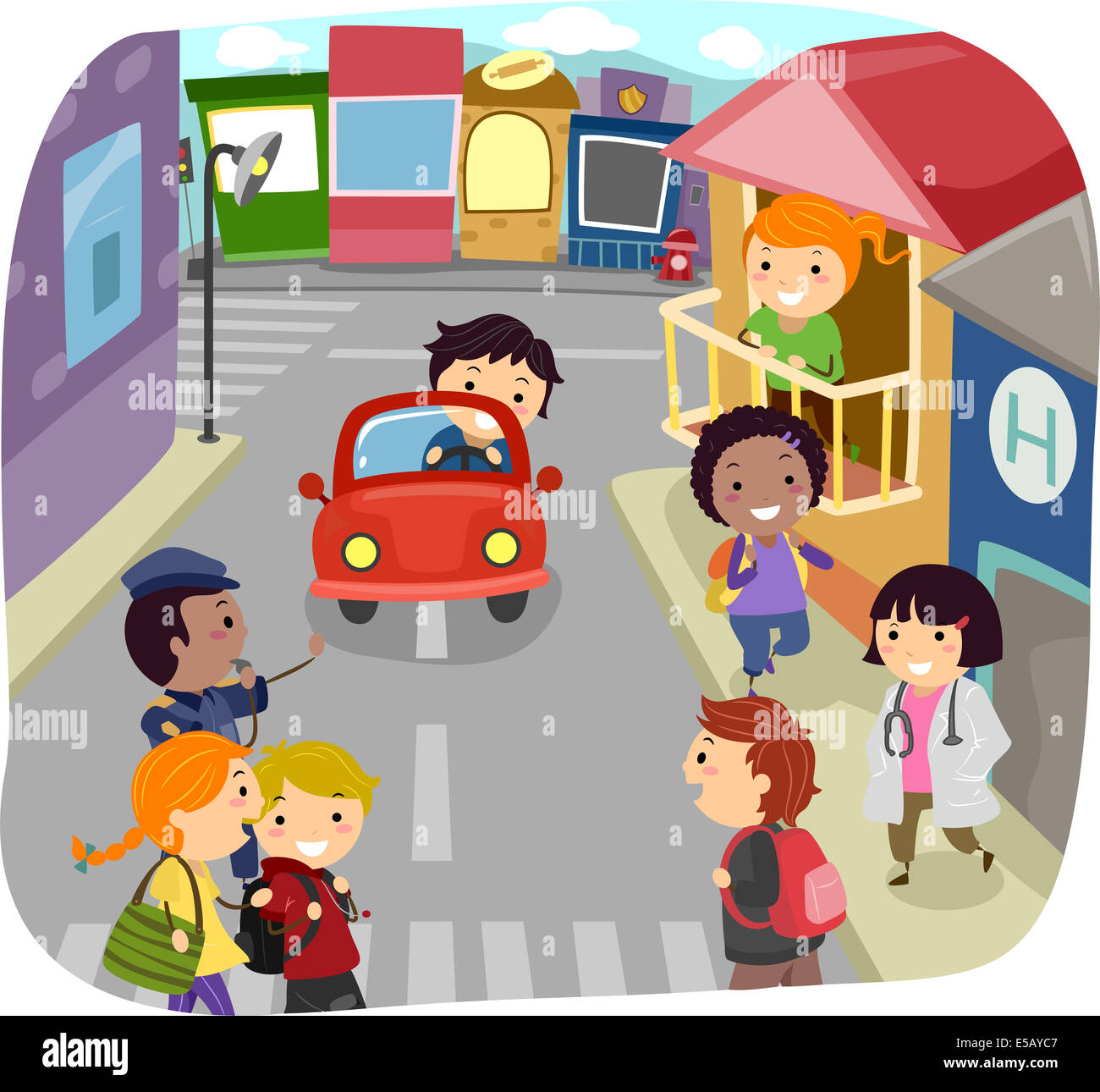 Illustration of Little Kids Running Their Own Community Stock Photo - Alamy