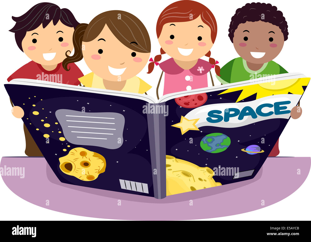 Illustration of Kids Learning Astronomy Together Stock Photo - Alamy
