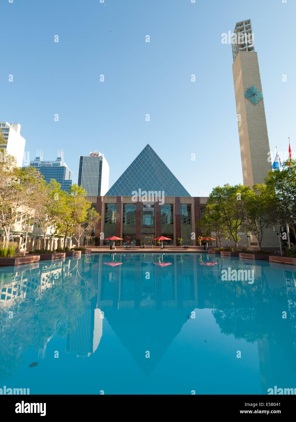 A summer view of Edmonton City Hall and the Edmonton skyline in the ...