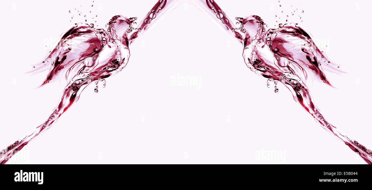 Two birds made of water flying towards each other Stock Photo - Alamy