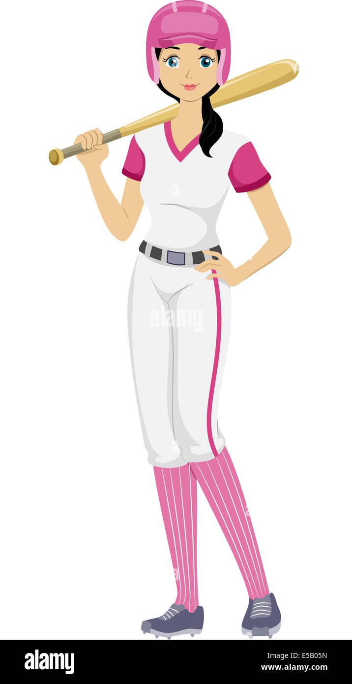 Illustration of a Teenage Girl Holding a Baseball Bat Stock Photo - Alamy