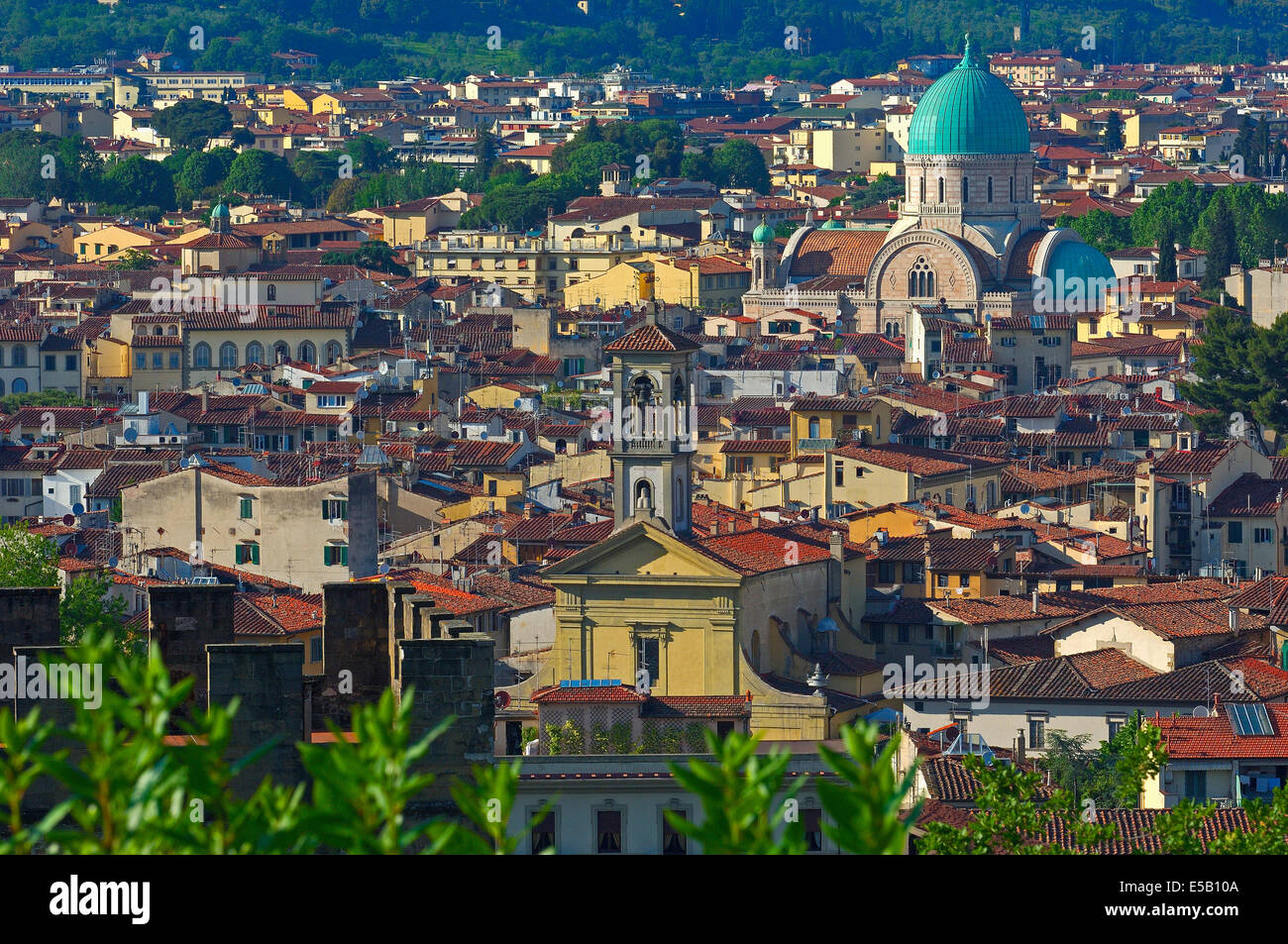 Florence. Jewish Synagogue, View from Michelangelo square, Tuscany ...
