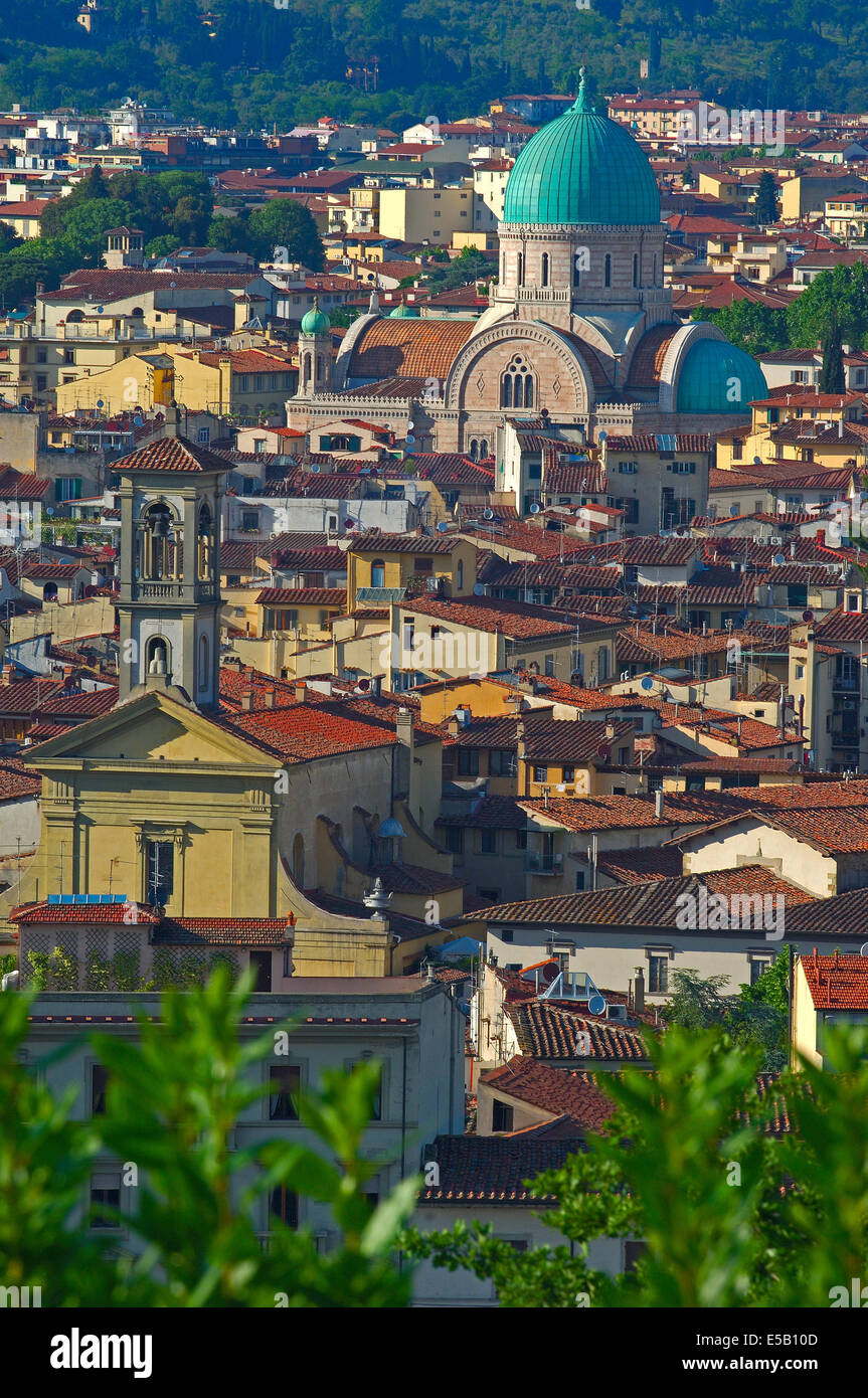 Florence. Jewish Synagogue, View from Michelangelo square, Tuscany ...