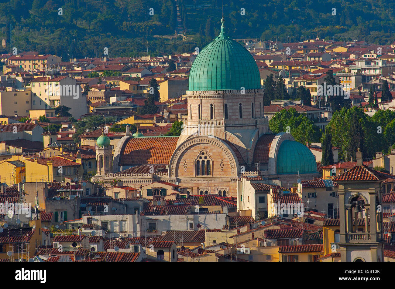 Florence. Jewish Synagogue, View from Michelangelo square, Tuscany ...