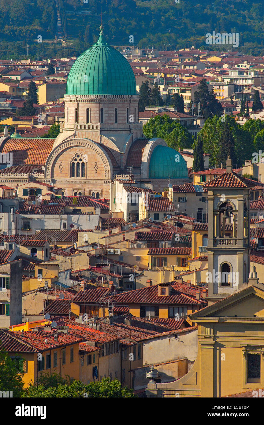 Florence. Jewish Synagogue, View from Michelangelo square, Tuscany ...