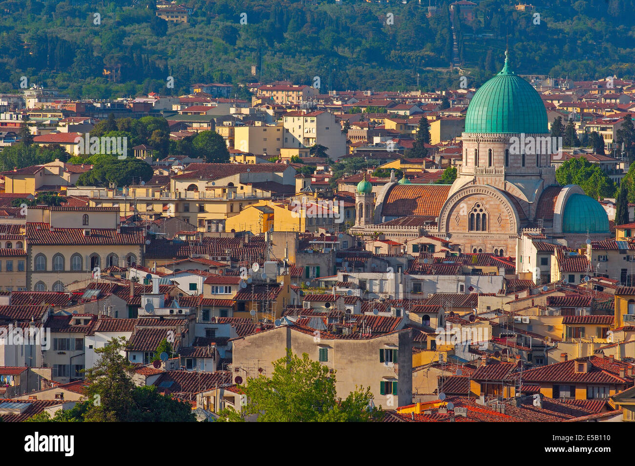 Florence. Jewish Synagogue, View from Michelangelo square, Tuscany ...