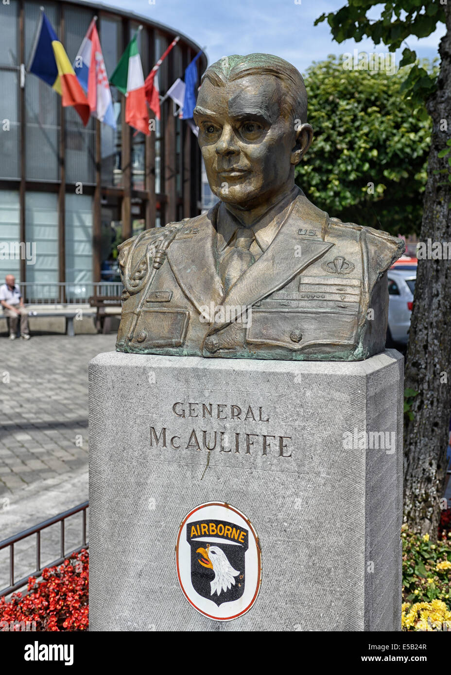Brigadier General McAuliffe Monument in Bastogne, Belgium Stock Photo ...