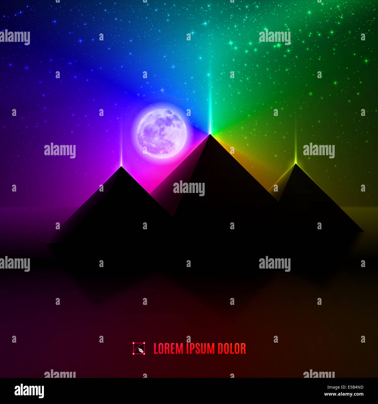 blue, red and green night summer egypt desert landscape background ...