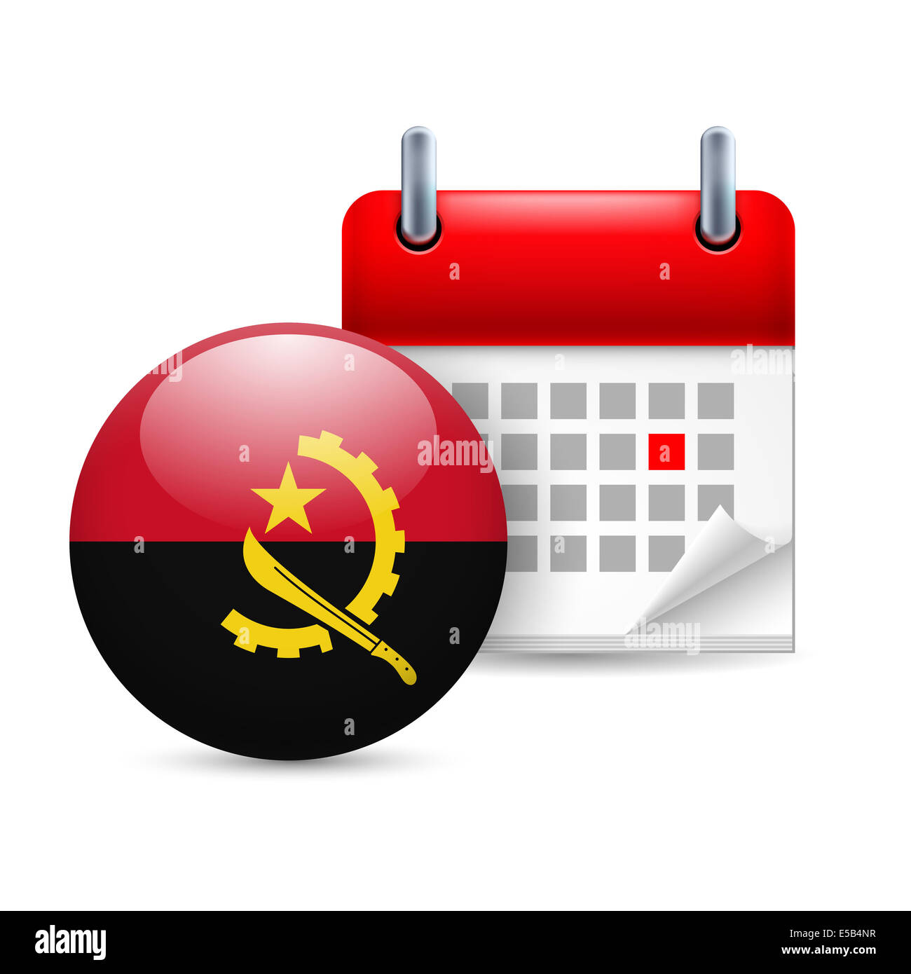 Calendar and round Angolan flag icon. National holiday in Angola Stock ...