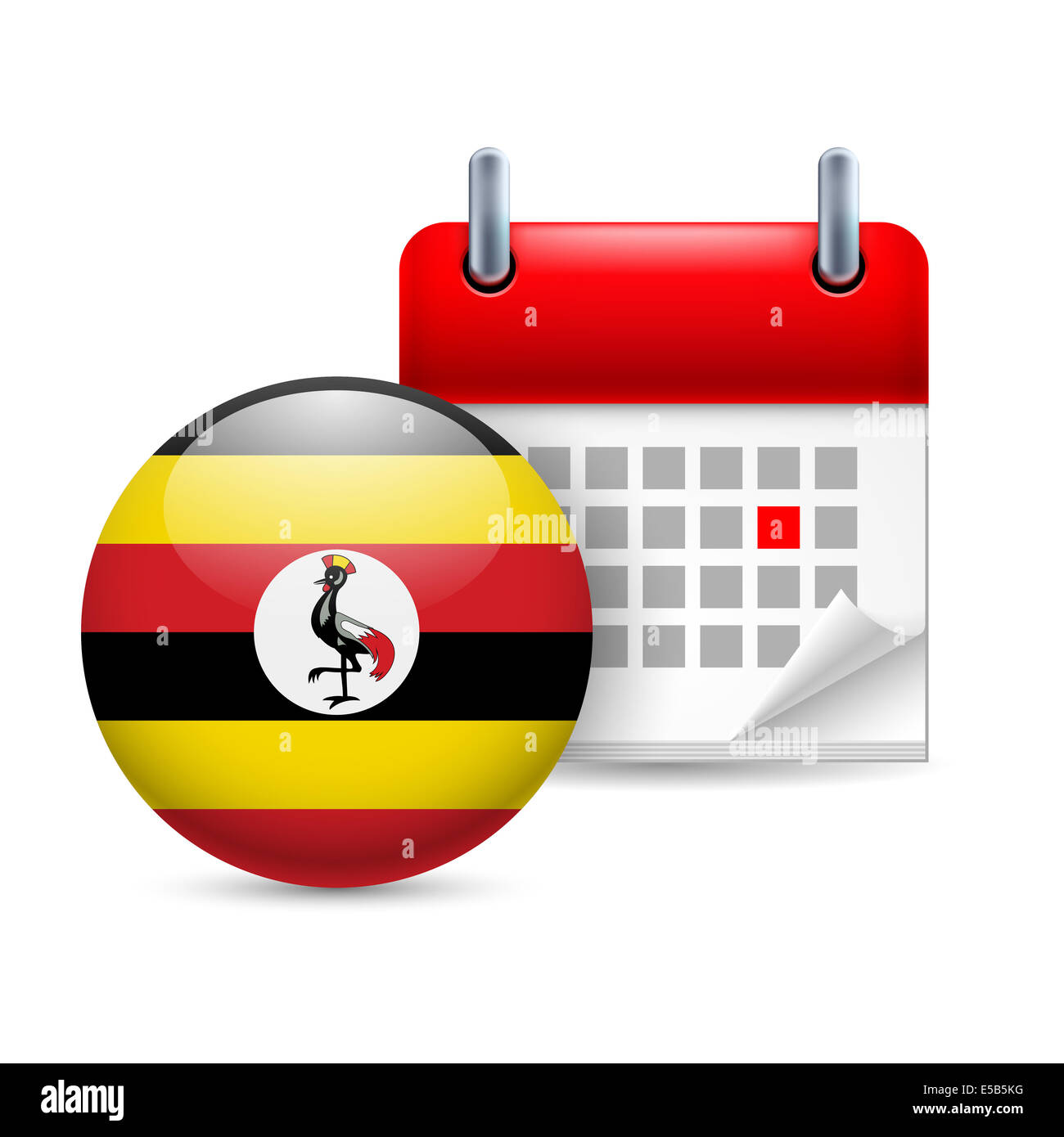 Calendar and round Ugandan flag icon. National holiday in Uganda Stock ...