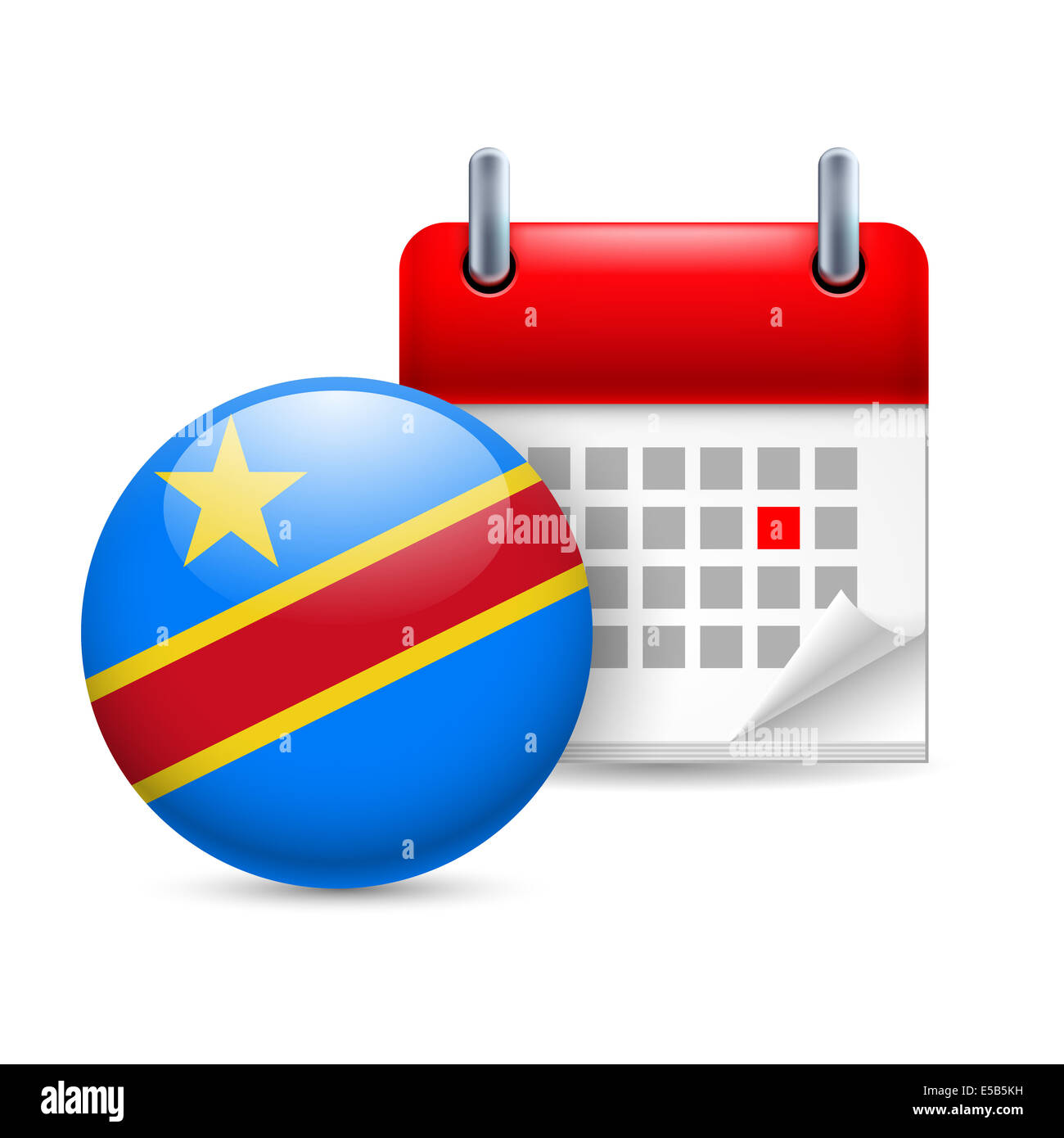 Calendar and round flag icon. National holiday in Democratic Republic ...