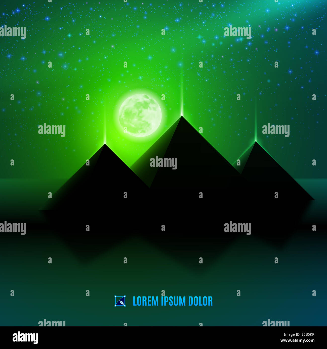 Green night egypt desert fantasy landscape background illustration with ...