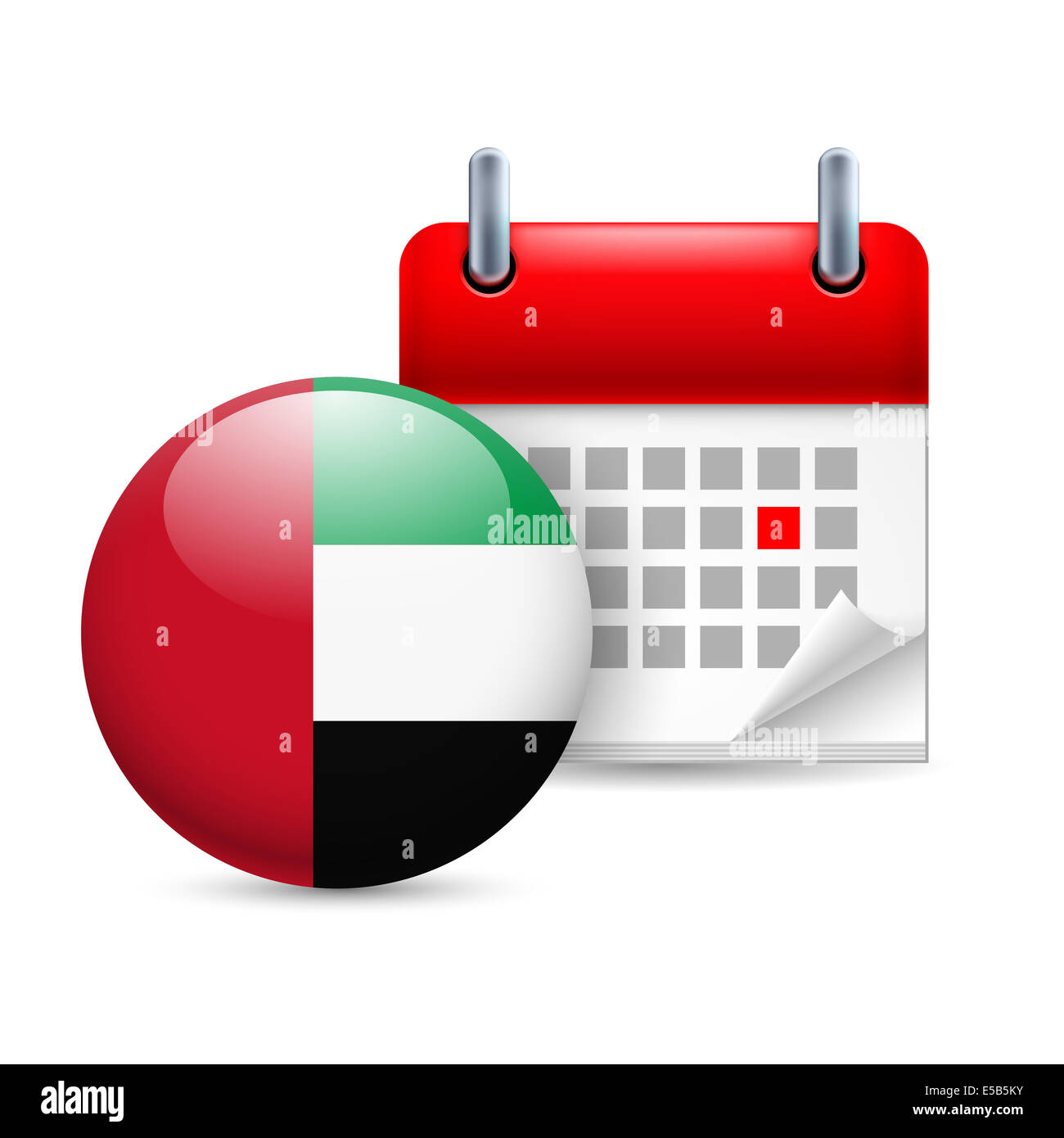 Calendar and round flag icon. National holiday in United Arab Emirates ...