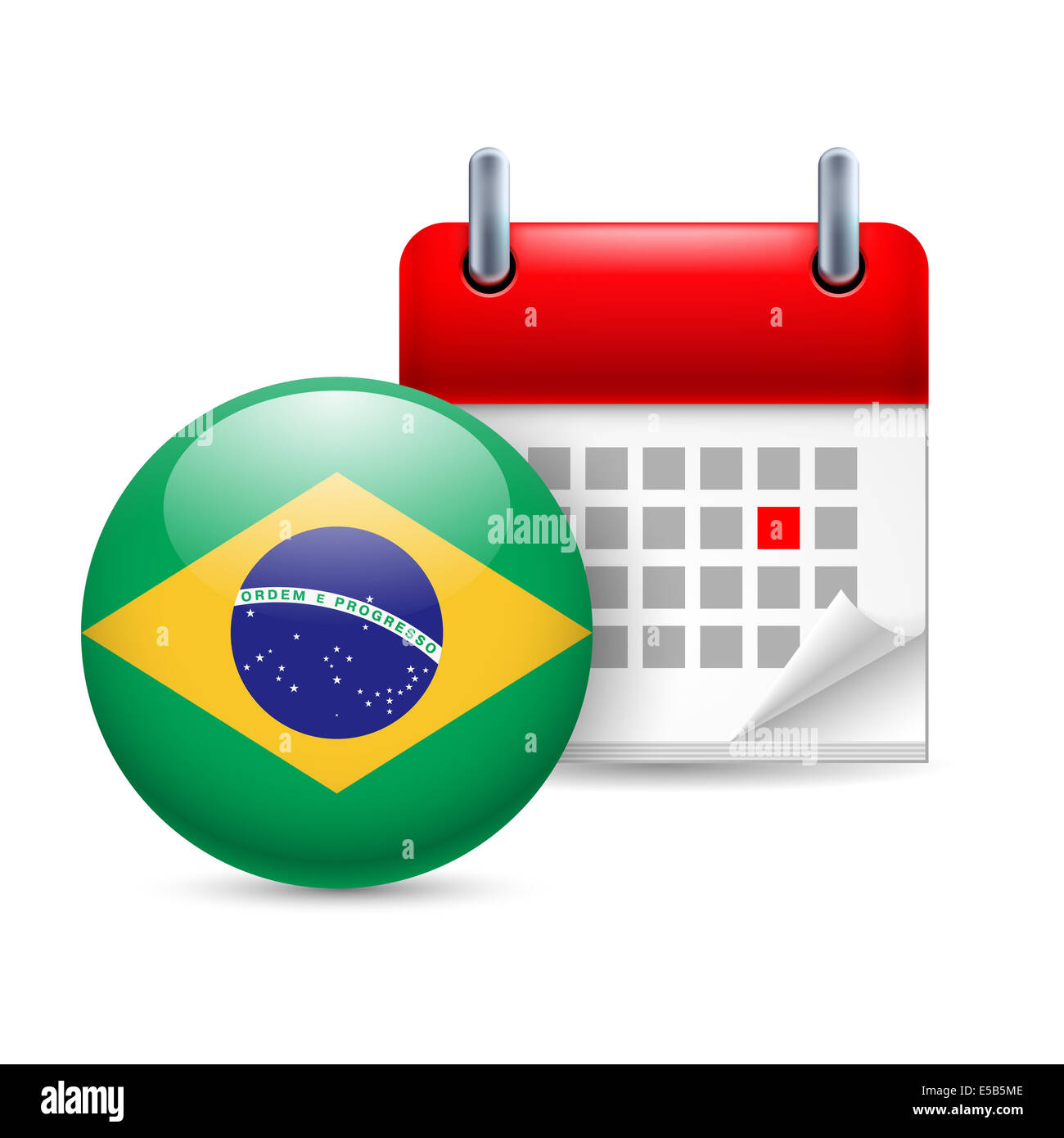Calendar and round Brazillian flag icon. National holiday in Brazil ...