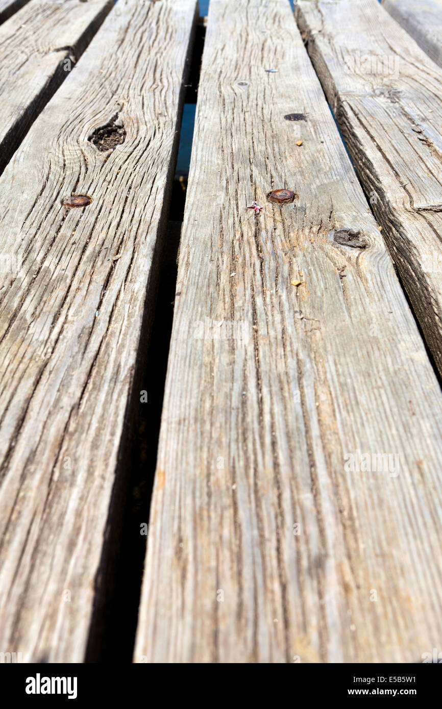 Diagonal view across old gray hard planks of a bathing jetty Stock ...
