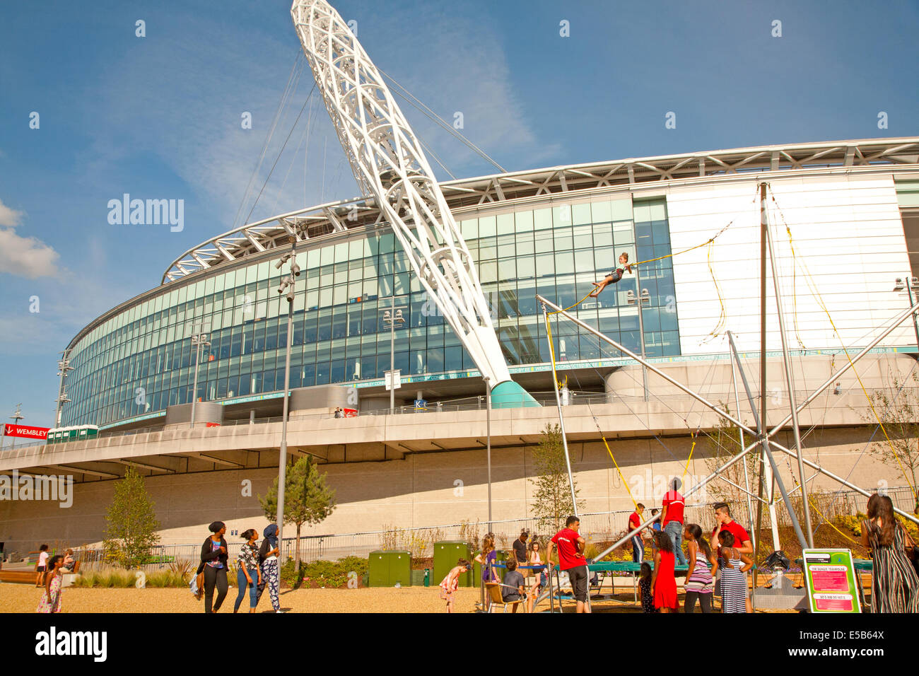 The bungee trampoline outside Wembley stadium.Wembley,London,UK Stock ...